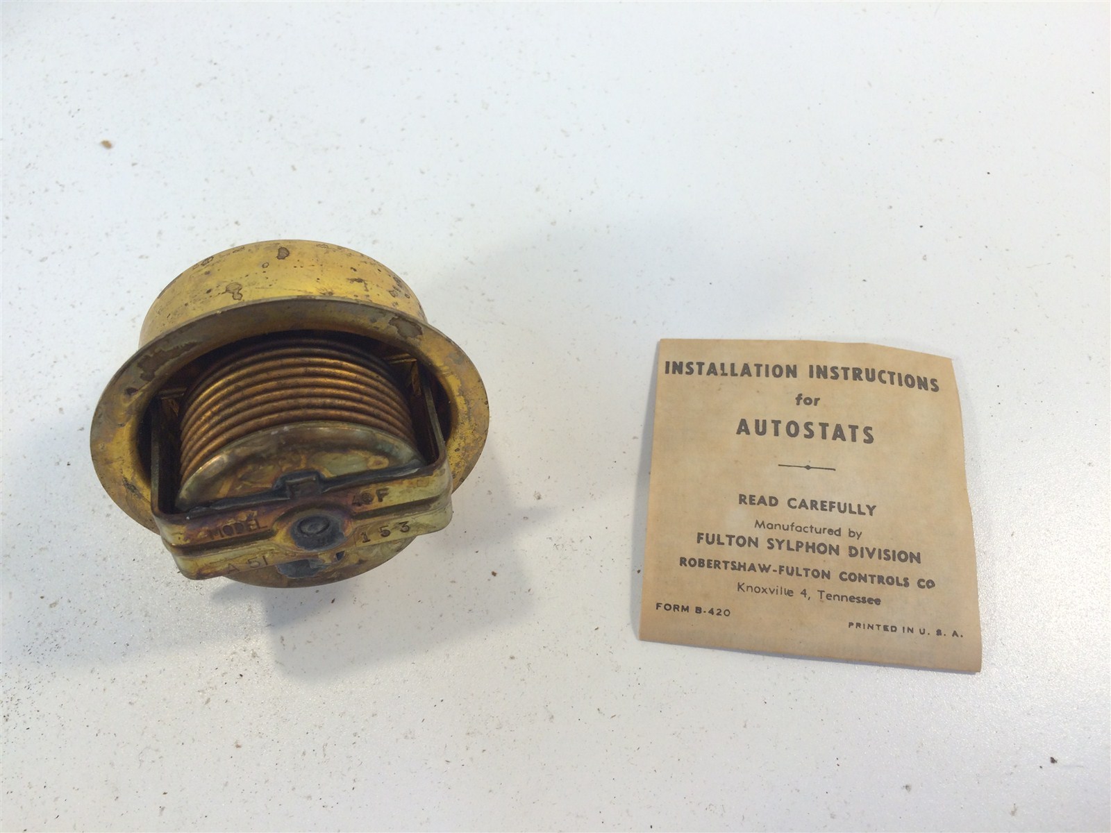 Vintage Fulton Sylphon Autostat 46-F Car Thermostat Made in U.S.A. | eBay