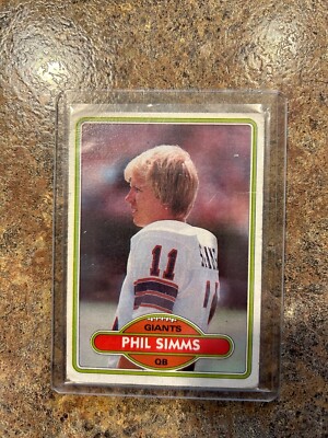 1980 Phil Simms Topps Rookie Football Card RC #225 NY New York Giants ...