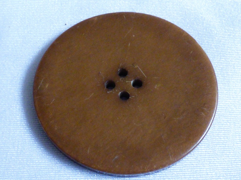 VTG Large button brown ribbed trim edge for sewing jewelry & crafts 1 5 ...