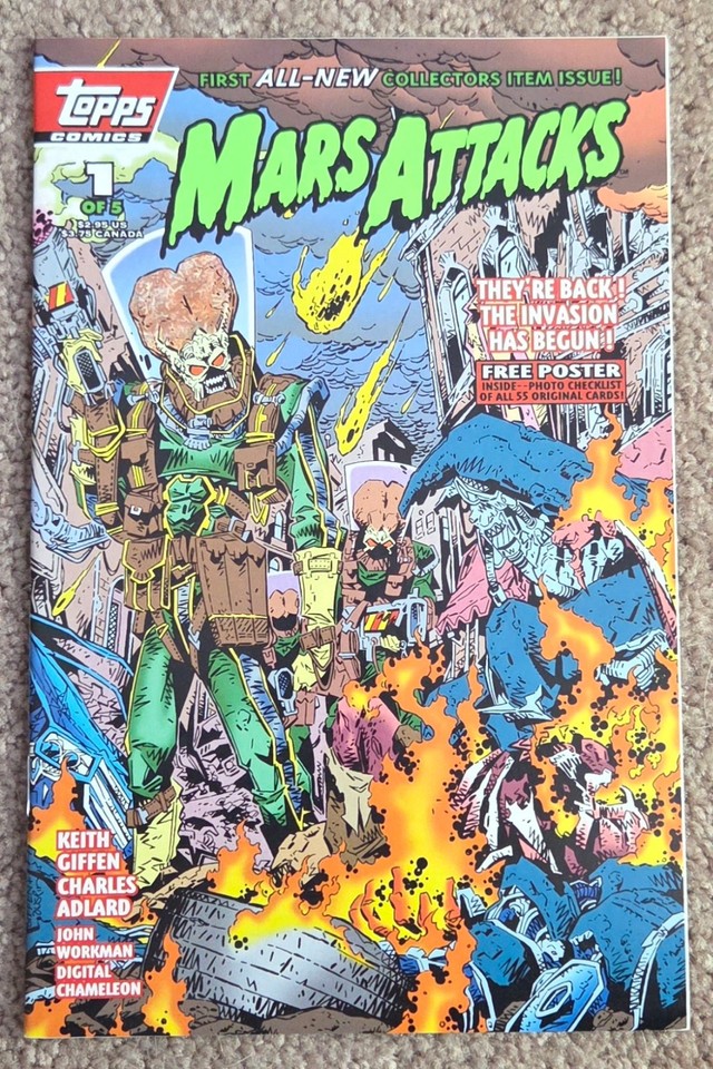 Mars Attacks #1 Topps 1994 KEY Premiere of Topps Series Flip Book Cover ...