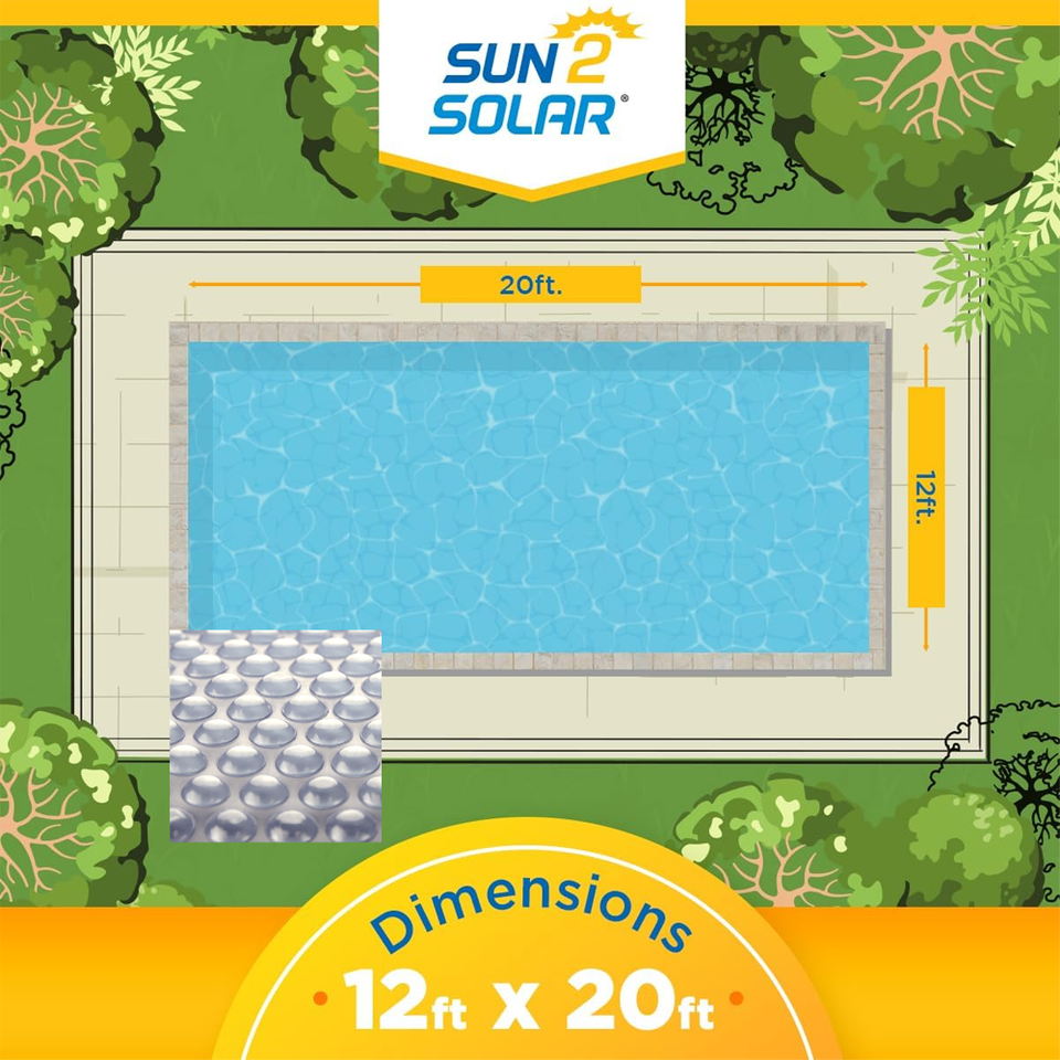Sun2Solar 1200 Series Rectangle Clear Swimming Pool Solar Cover ...