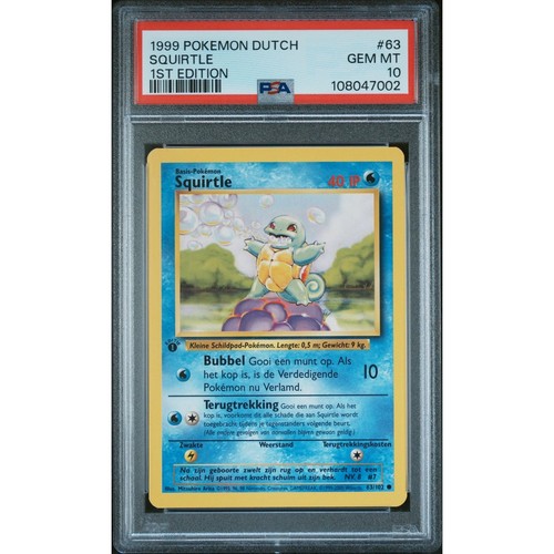 PSA 10 GEM MINT Squirtle 1st Edition 63/102 Pokémon Dutch Base Set (CGC ...