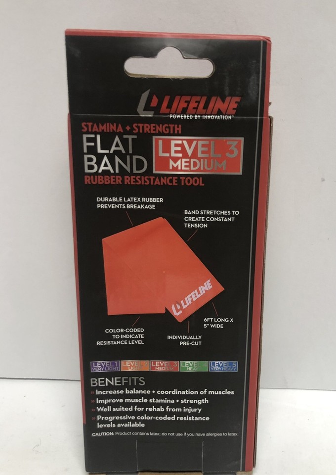Lifeline Flat Band-LEVEL 3 Medium- Rubber Resistance Tool for Stamina ...