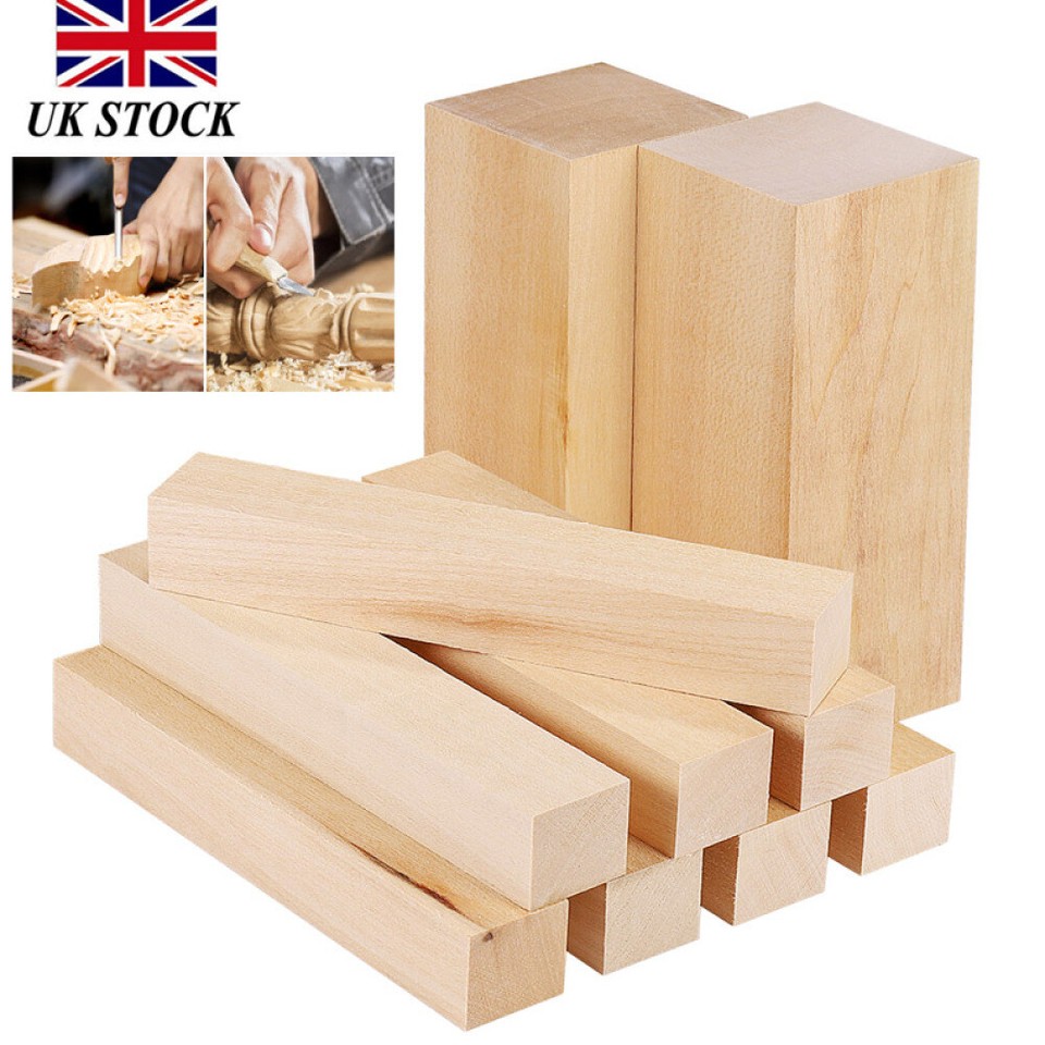10Pcs Basswood Carving/Whittling Wood Blocks Crafts Tool Kit 2.5CM 5CM ...