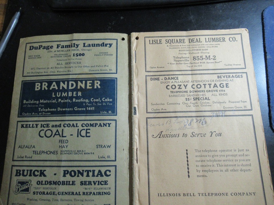 1933 BELL TELEPHONE DIRECTORY ILLINOIS | eBay