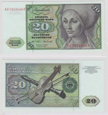 T145559 Banknote 20 DM Deutsche Mark Ro. 271b Schein 2. Jan. 1970 KN GE ...