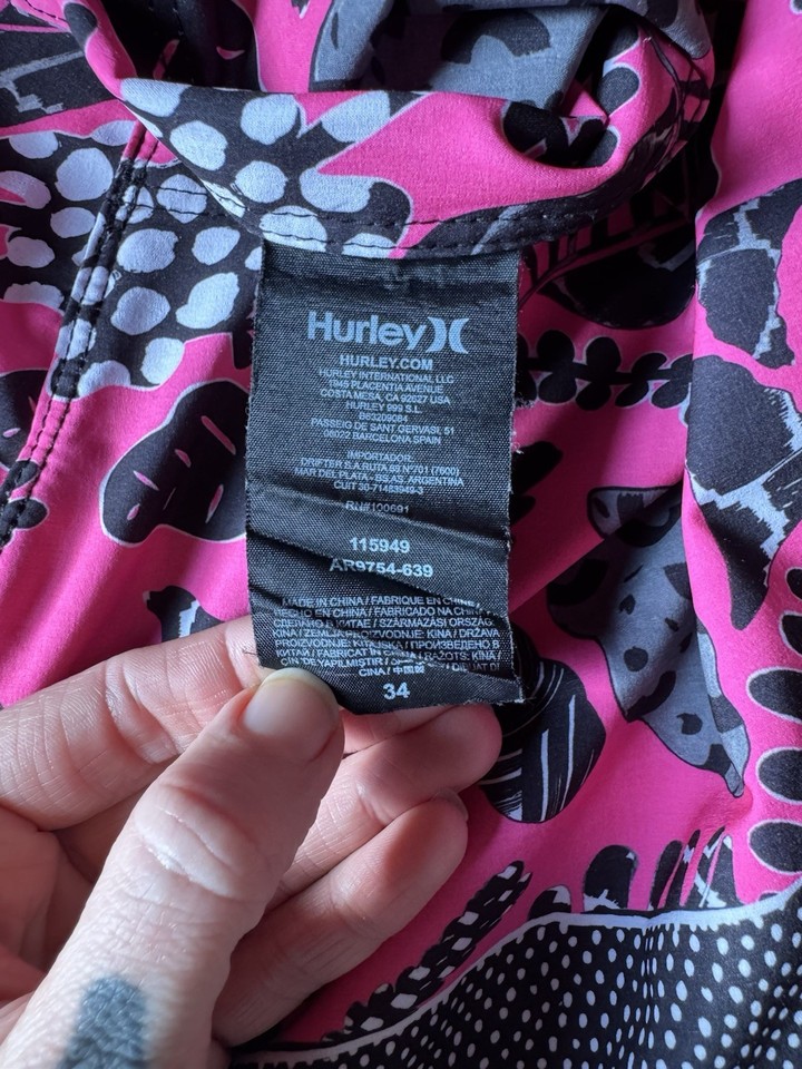 Hurley Mens Board Shorts Pink Size 34 Floral Print Surf Swim | eBay UK