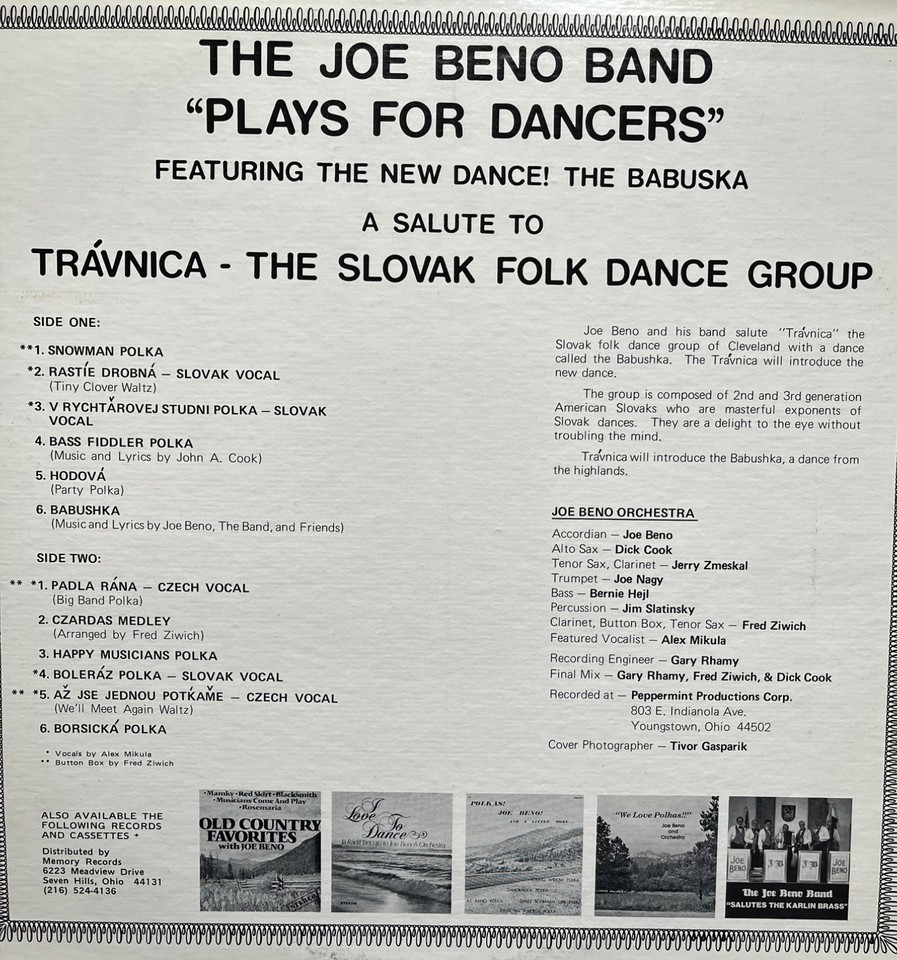 POLKA JOE BENO BAND SALUTE TO TRAVNICA SLOVAK FOLK DANCE GROUP Plays ...