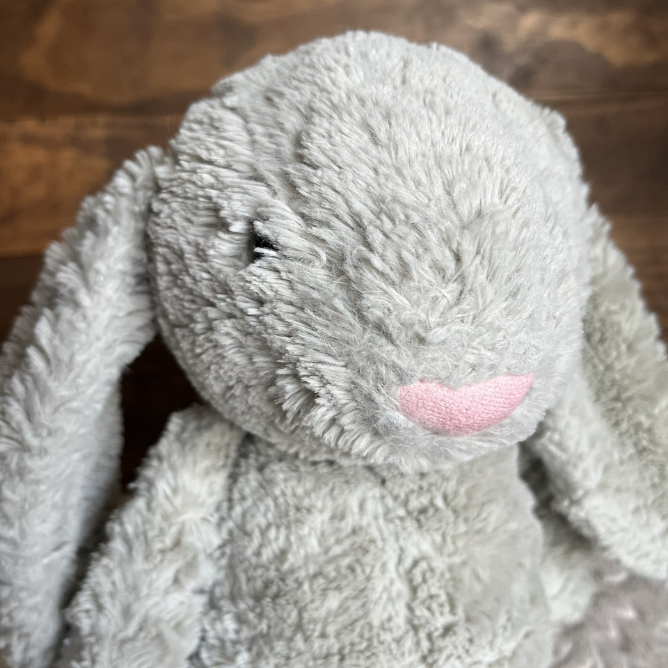 Jellycat Bashful Bunny Rabbit Plush 14" Grey Floppy Stuffed Animal ...