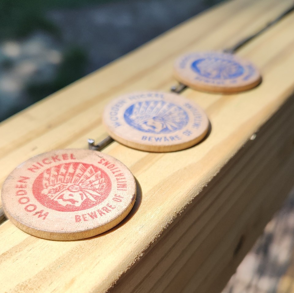 Wash & Glo Winston-Salem Wooden Nickel Token Lot, Red & Blue | eBay