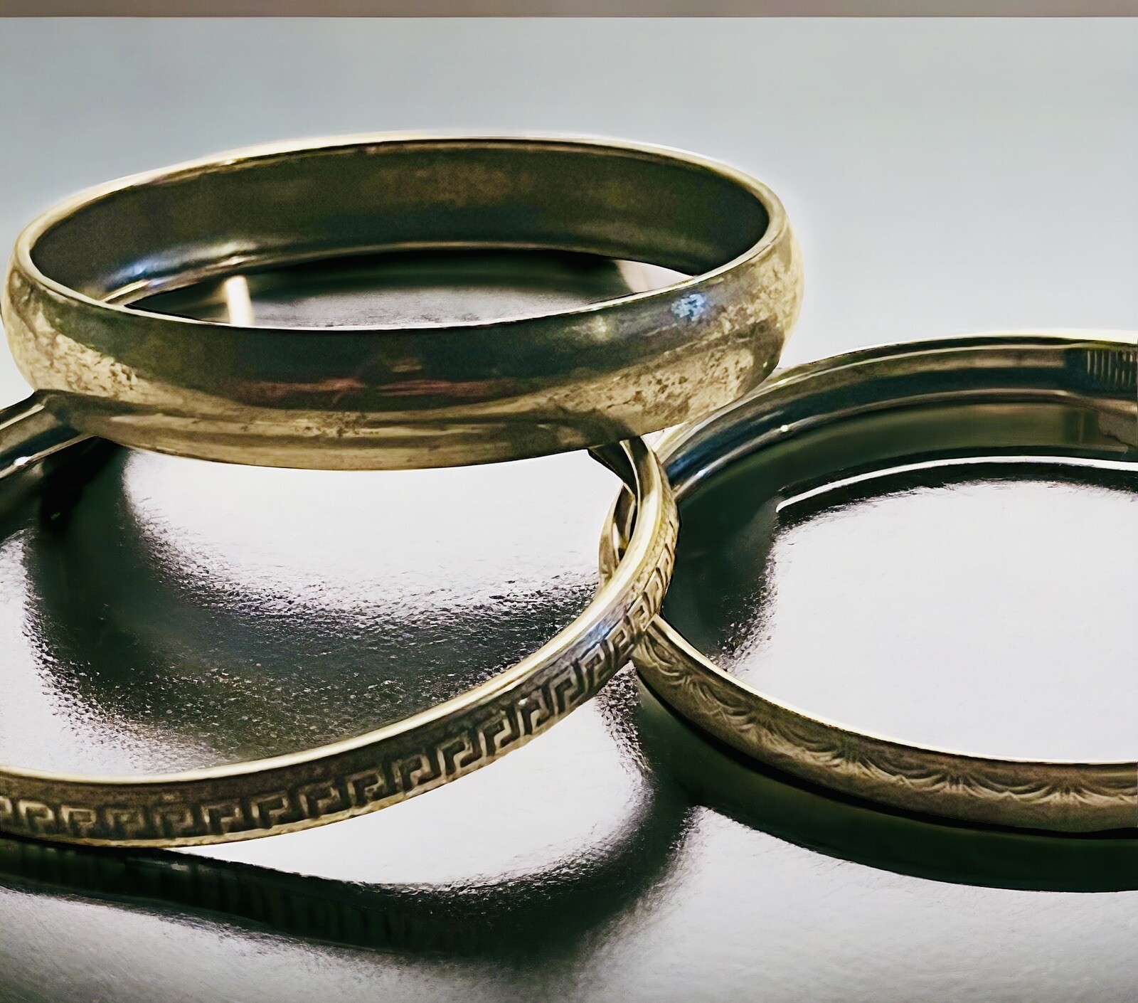 Lot Of Three Beau Sterling Bangles Vintage 32g 2 Patterned 1/4” & 1 Smooth 1/2” | eBay