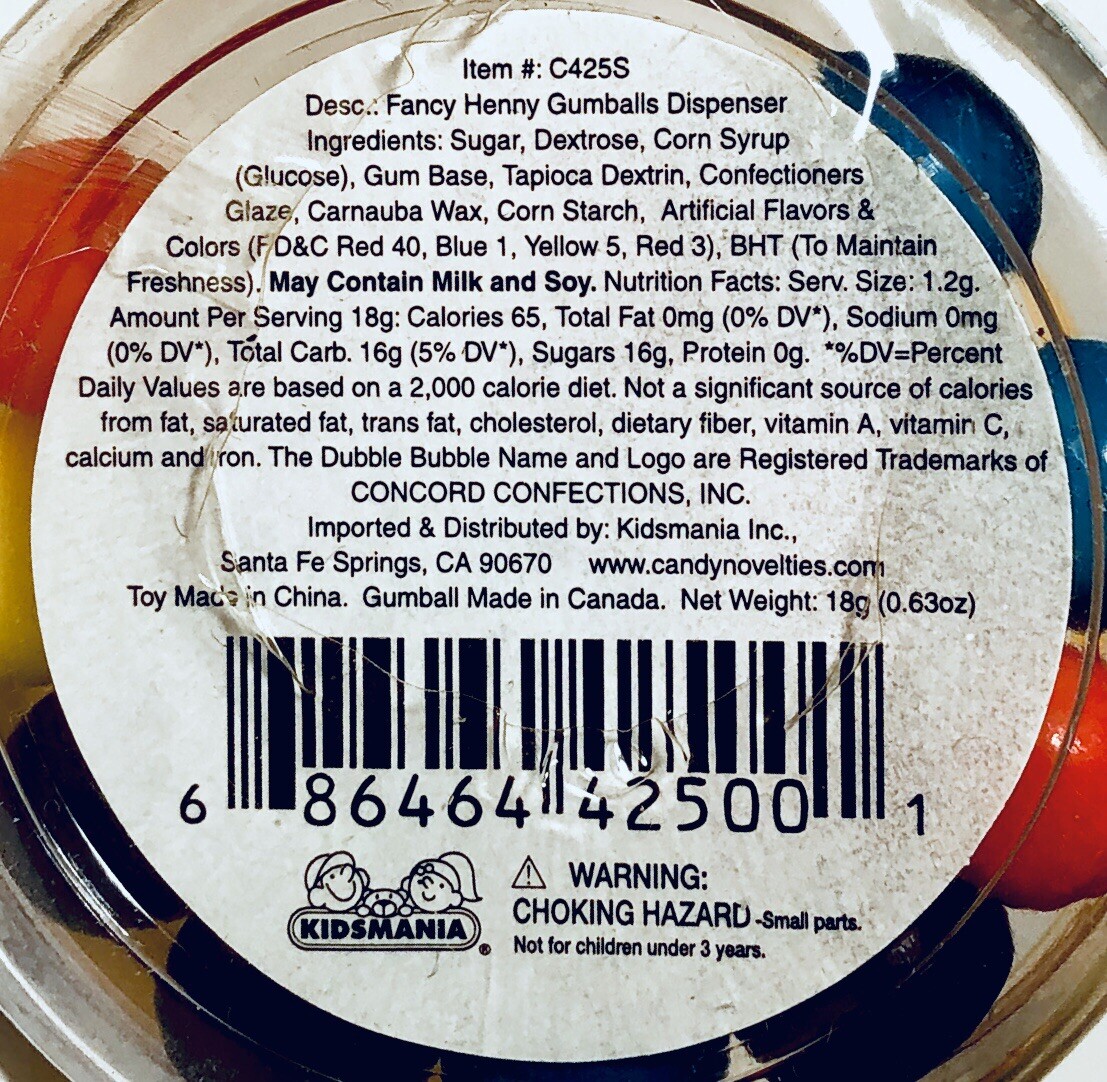 Vintage 2003 Kids Mania FANCY HENNY Double Bubble Gum Candy Container ...