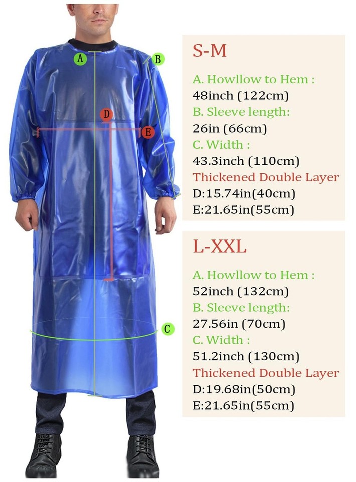Splash Suit Waterproof Smock Chemical Resistant Apron, Long Sleeve PVC ...