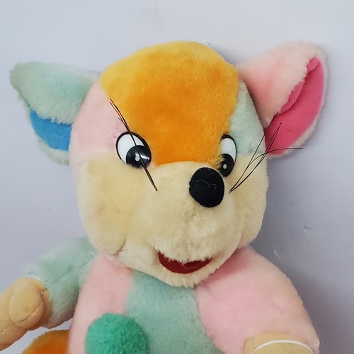 Vintage Color Block Mouse Plush K&K Sales Orange Pink Blue Plastic Eyes ...