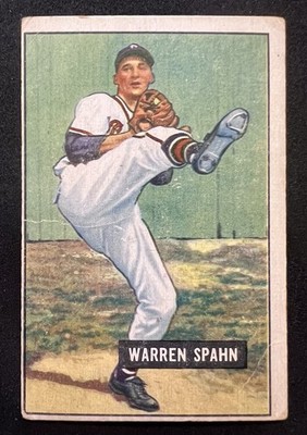 1951 Bowman Warren Spahn #134 (Mark) Boston Braves ~ Vintage 🎯 | eBay