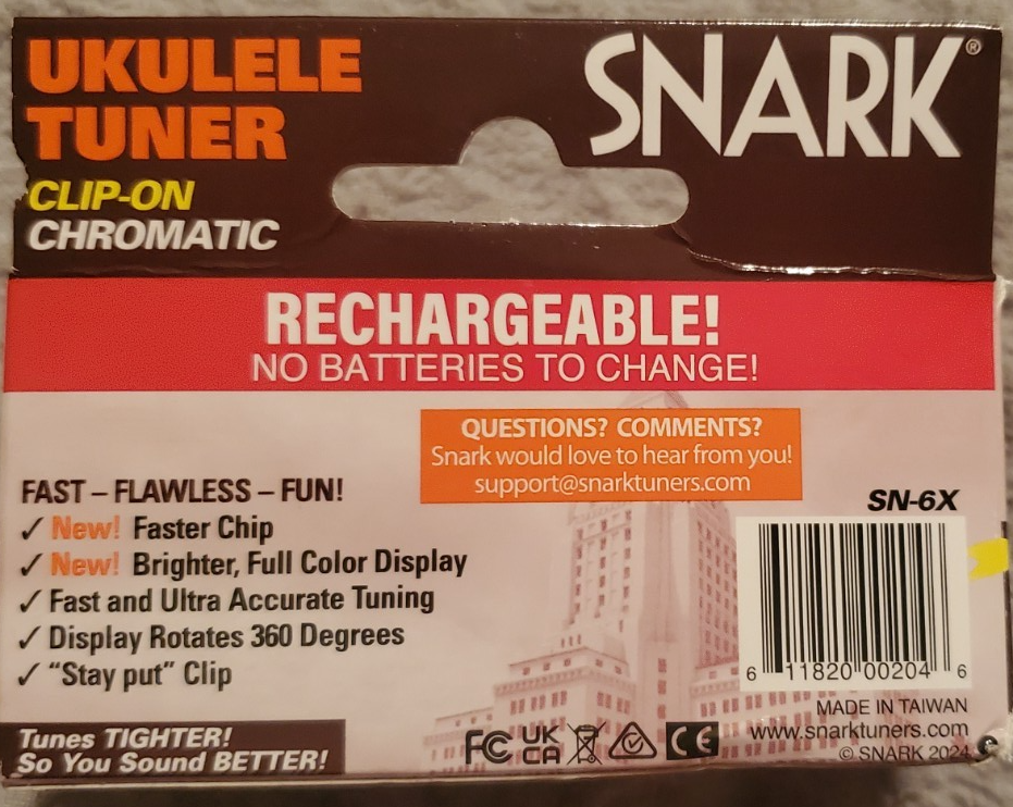 Snark SN6X Clip-On Chromatic Tuner for Ukulele, Black | eBay