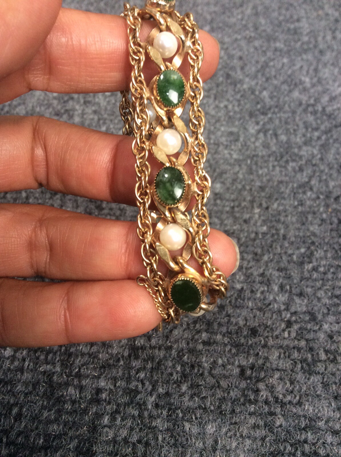 Beautiful Vtg HG 12K Gf Gold Filled Jade Pearl Rope … - Gem