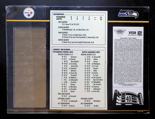 Super Bowl XL Steelers Seahawks Commemorative Promo Ticket 121024DMT | eBay