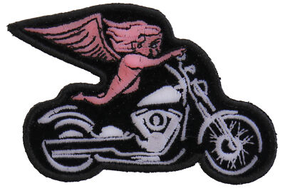 Pink Biker Angel On Motorcycle Patch- 3.75x2.5 inch - P3789 | eBay
