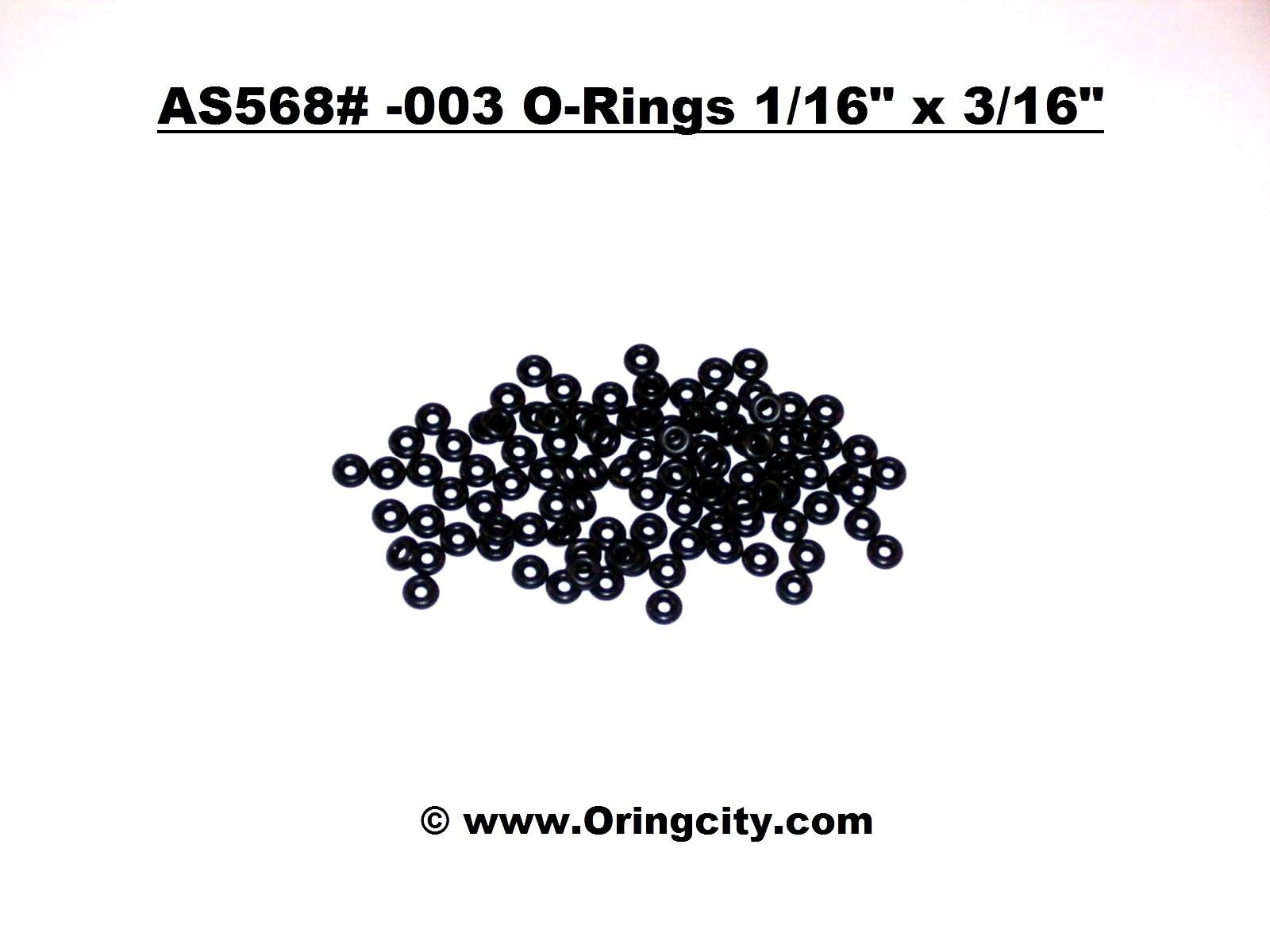 AS568# -003 O-Rings 1/16" x 3/16" Buna-N 70 Duro - Hydraulic/Pneumatic ...