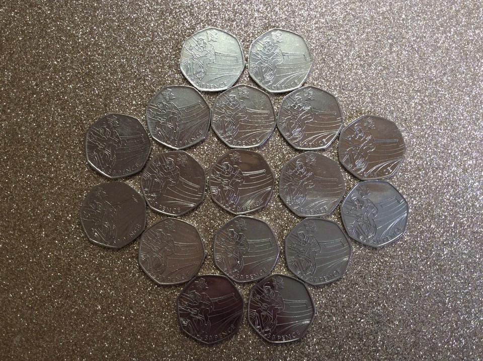 Olympic 50p Coins-London 2012 Fifty Pence Coins-Football-Triathlon-WWF ...
