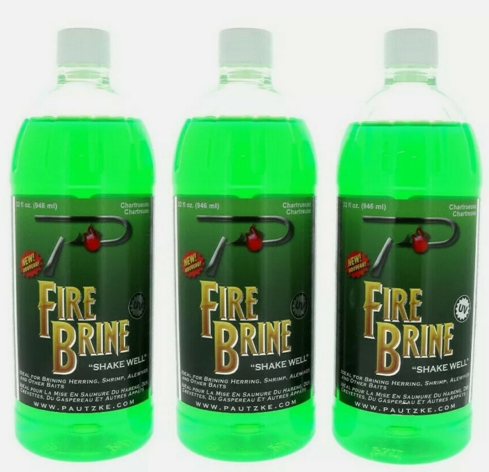 (3) Pautzke Bait FIRE BRINE Chartreuse 96oz (3x 32 oz bottles!) Fishing ...