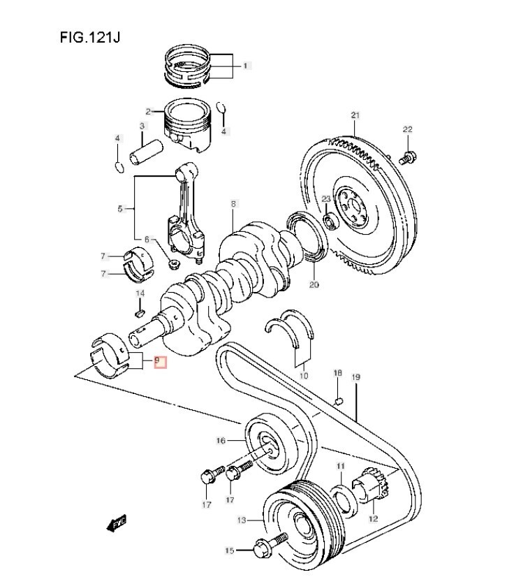 Color bearing no color suzuki genuine parts for Jimny JB23W 12340-75F00 ...
