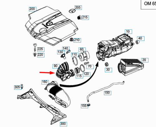 Original MERCEDES A205 C205 C253 S205 W205 X253 Reinluftleitung ...