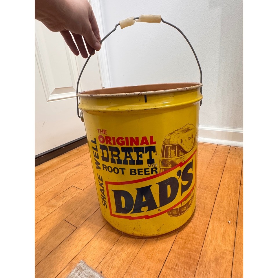 Vintage Dad's Root Beer 5 Gallon Concentrate Tin Bucket Advertising ...