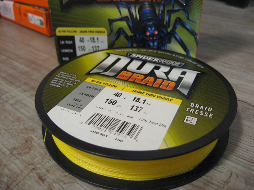 SpiderWire DURA BRAID Braided Fishing Line - 40 LB - 150 Yds - HI-VIS ...