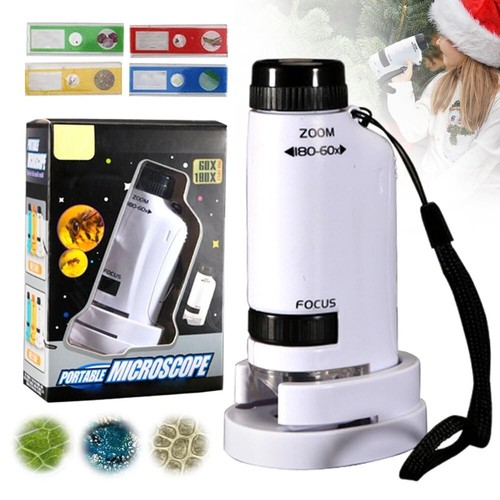 Zoom 60x-180x Pocket Microscope LED Kids Science Microscop Gift | eBay