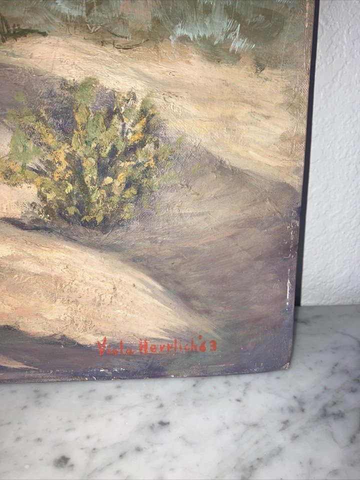 California Artist Vintage Oil Painting Mojave Desert Jessie Viola ...
