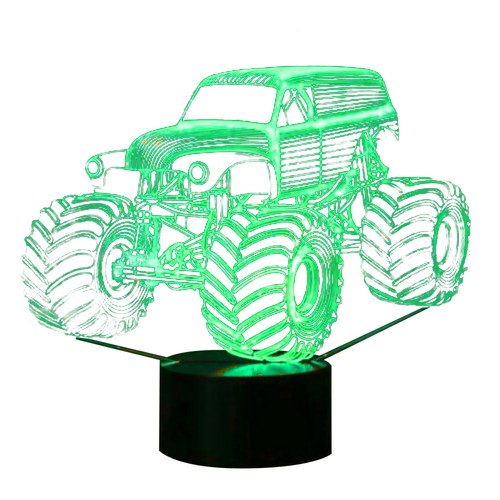 Large Grave Digger Monster Tractor 3D Desk Lamp 7 Changing Colors Night ...