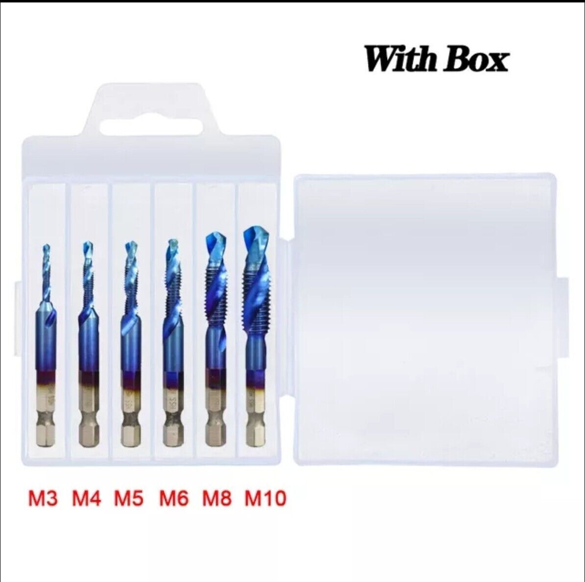 6pcs M3-M10 Hex Shank Titanium Plated HSS Screw Thread Metric Tap Drill ...