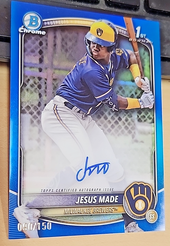2025 Bowman Chrome Jesus Made AUTO #/150 BLUE 1st Bowman Brewers CPA-JM ...