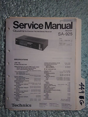 Technics sa-925 service manual original repair book stereo receiver ...