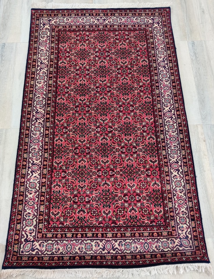 3' x 5'3" Handmade Wool Bidjar Allover Rug Red Cream 90x160 cm Oriental Rugs | eBay