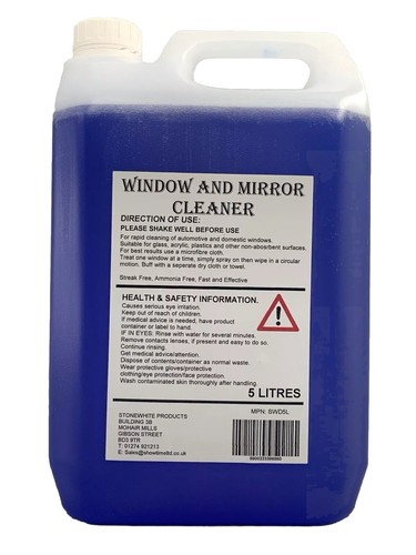 Window Cleaner Liquid Glass Cleaner & Polisher 5 Litres Streak Free 5L ...