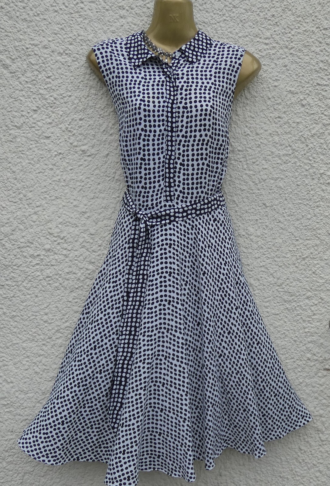 Hobbs black and white spot sleeveless shirt dress siz… - Gem