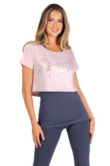 PINEAPPLE Dancewear Womens Double Layer Top Set Pink Rose Gold Logo ...
