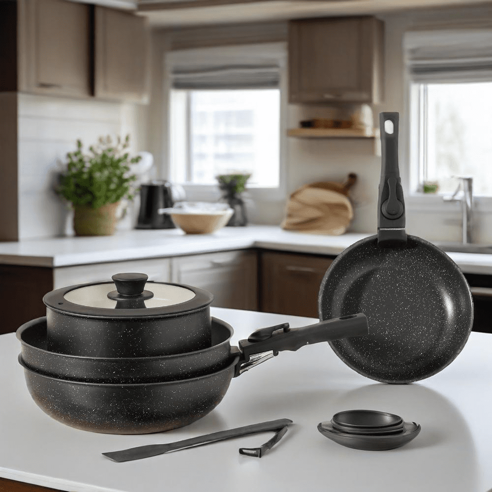 12pcs Non-Stick Cookware Set Pots and Pans Set Spatula Detachable ...