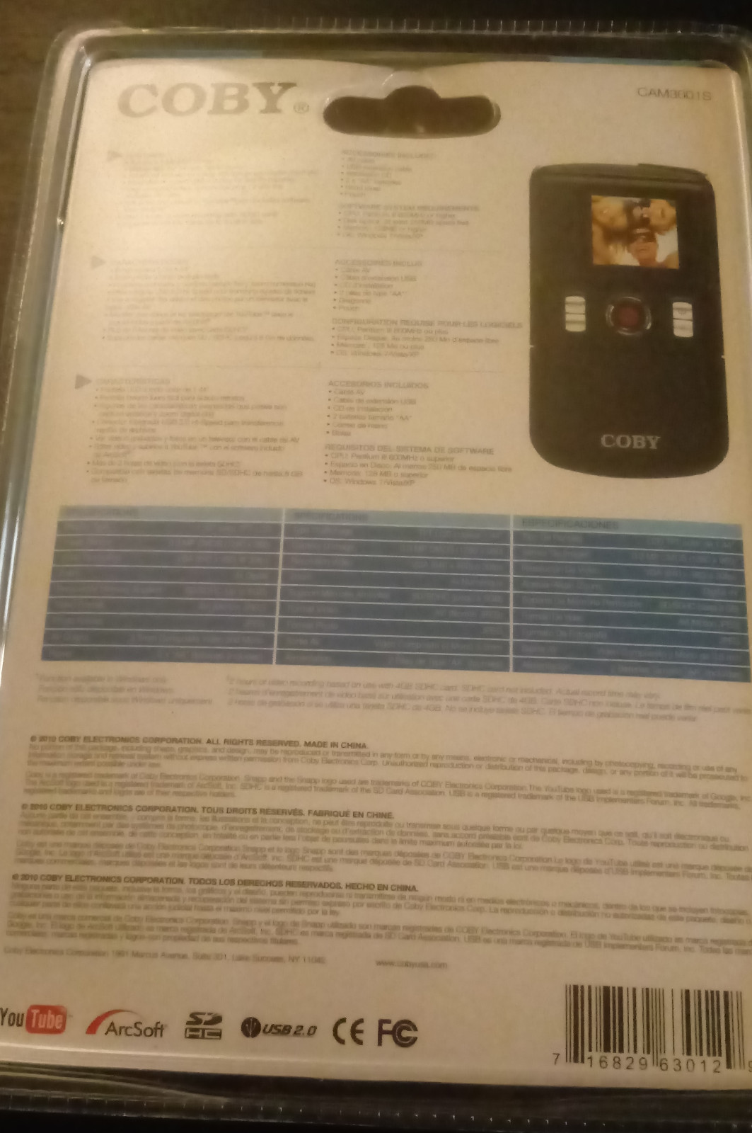 COBY SNAPP DIGITAL CAMCORDER UPC # 716829630129 CAT # CAM3001S ...