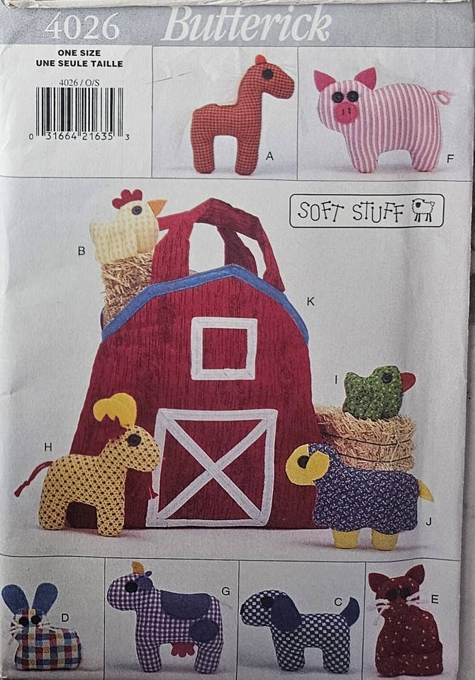 Butterick Sewing Patterns Craft Stuffed Animal Plush Dolls Bears Home+ ...