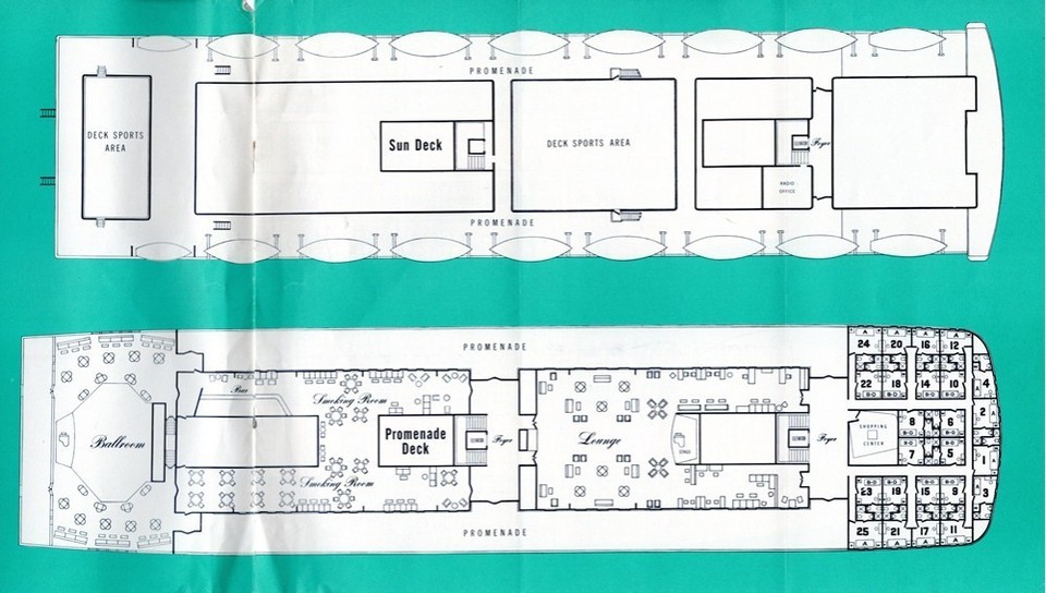 1950s Matson Lines MATSONIA Deck Plan Booklet w/ Interior Photos & 6 ...