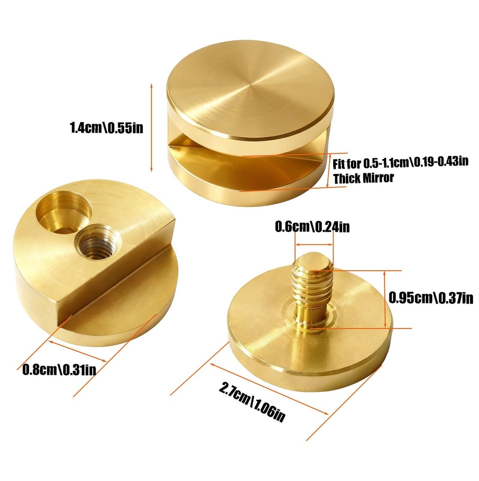 Aluminum Mirror Clips, Round Shape Wall-Mounted Mirrors Bracket, Glass ...