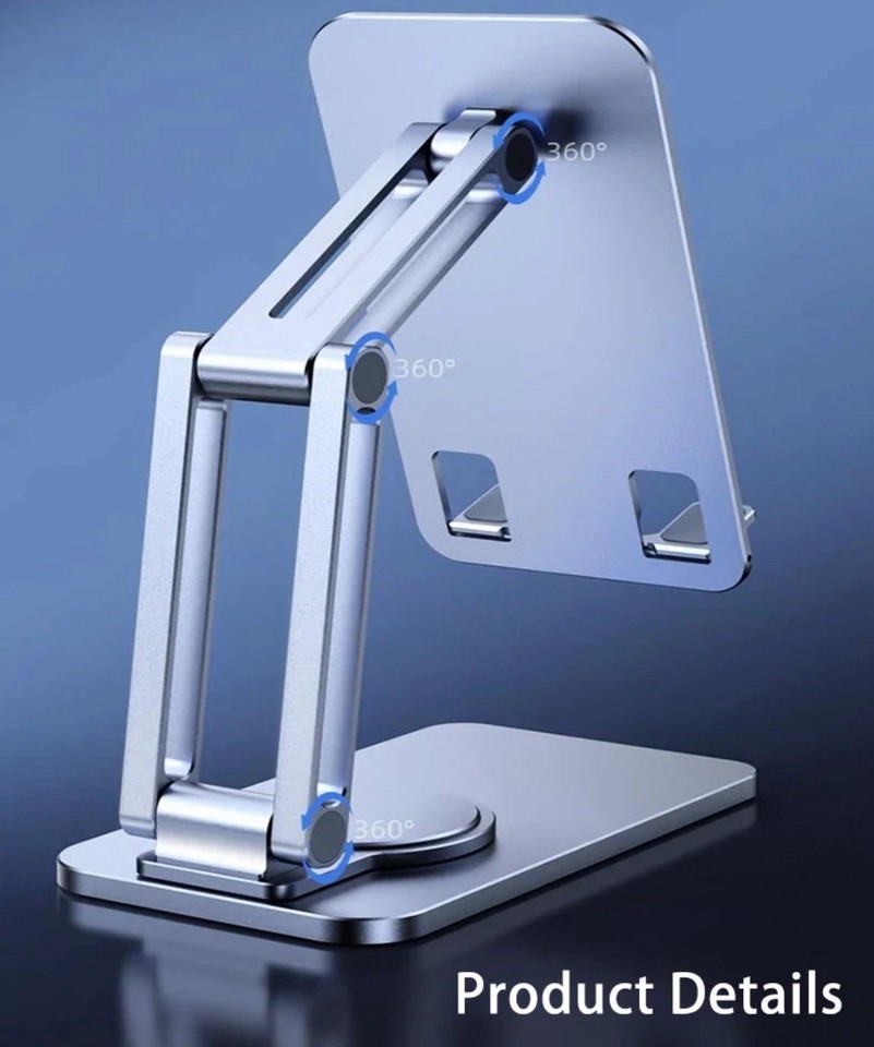 360°Swivel Metal Desk Tabletop Phone iPad Tablet Stand Holder Foldable ...
