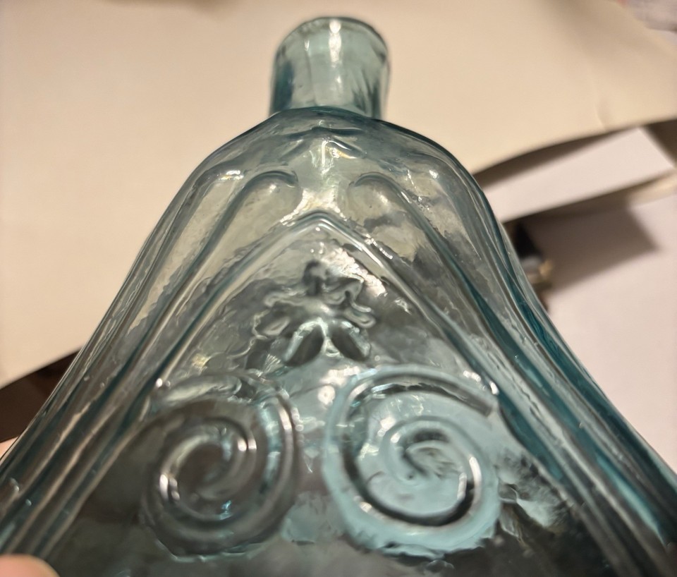 G1x-5 Scroll Flask Qt., Darker aqua. O.P. Larger Stars Lower. Both Sides. | eBay