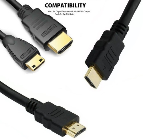 Mini HDMI to HDMI Cable Male to Male Type A to Type C & HDMI v1.4 Lead ...