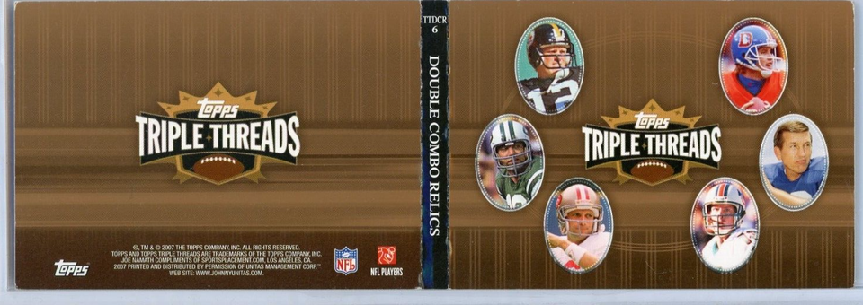 2007 Topps Triple Threads HOF Booklet Relic Joe Montana Johnny Unitas ...
