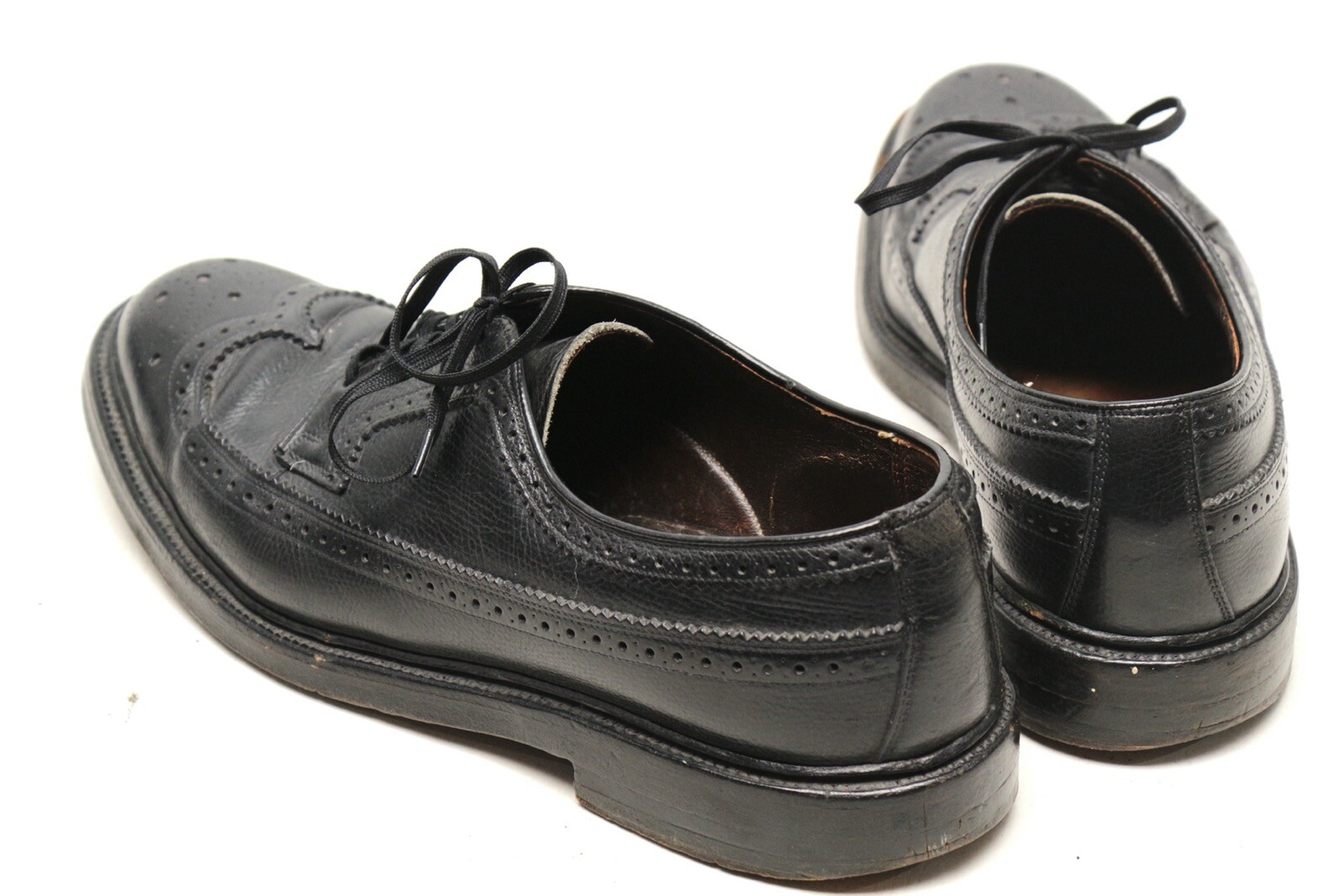 VTG Hanover LB Sheppard Mens Wingtip Dress Shoes 9.5 D Black Leather V ...